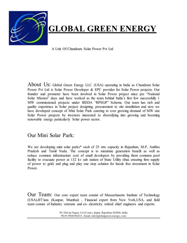 Epc service proposal for setting up solar power project standard ...