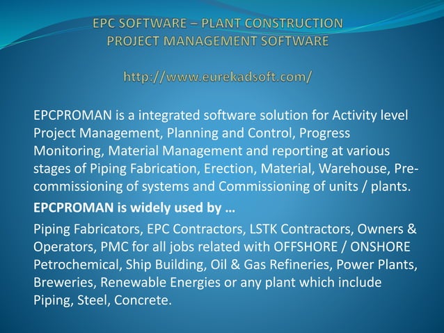 Epc software – plant construction project management software | PPT