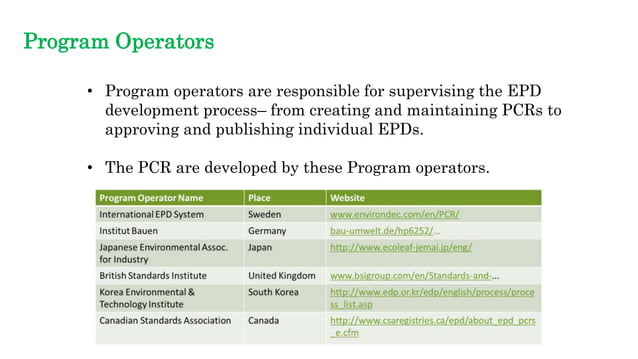 EPD- Creation&Verification for sustainability | PPTX