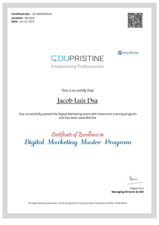 The Digital Marketing (DMA) - Certification | PDF
