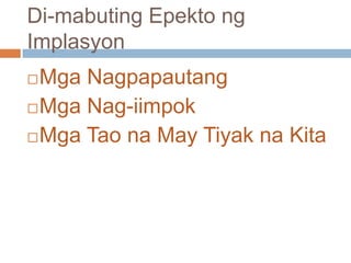 Epekto at solusyon ng implasyon pagobo | PPTX