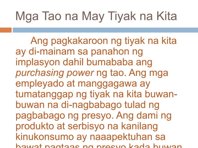 Epekto at solusyon ng implasyon pagobo | PPTX