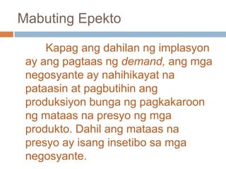 Epekto at solusyon ng implasyon pagobo | PPTX