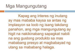 Epekto at solusyon ng implasyon pagobo | PPTX