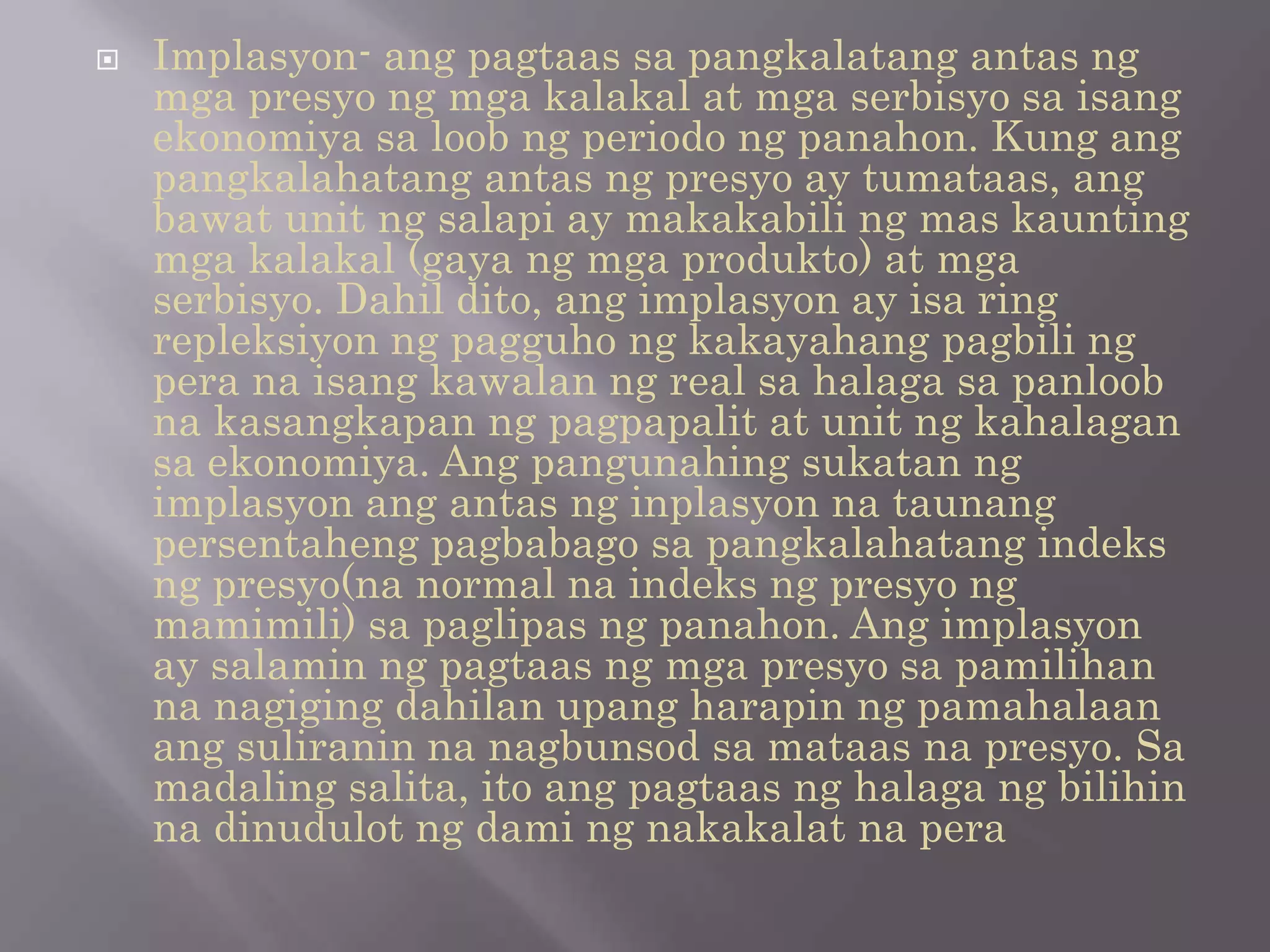 Epekto at solusyon sa implasyon | PPTX