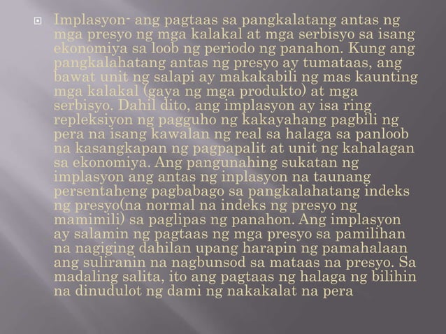 Epekto at solusyon sa implasyon | PPTX
