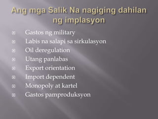 Epekto at solusyon sa implasyon | PPTX