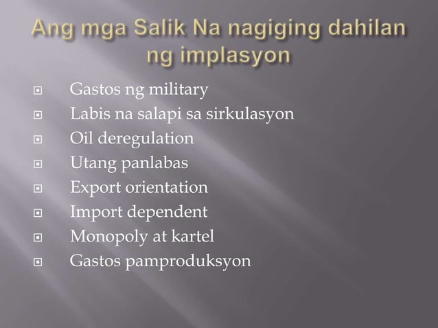 Epekto at solusyon sa implasyon | PPTX