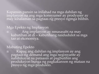 Epekto at solusyon sa implasyon | PPTX
