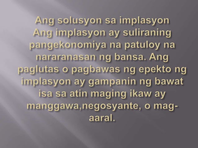 Epekto at solusyon sa implasyon | PPTX