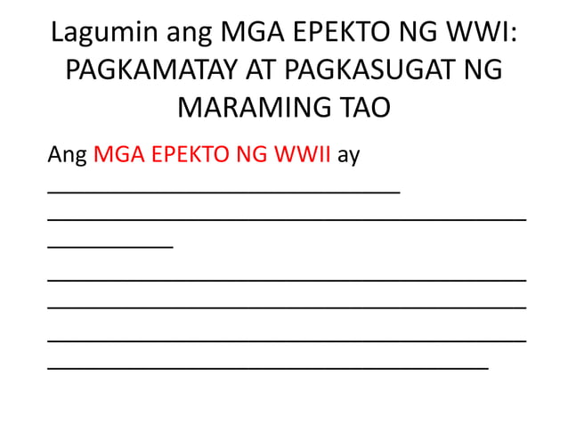 Epekto ng WWII: Pagkasugat at Pagkamatay ng Maraming Tao COT-RPMS ...
