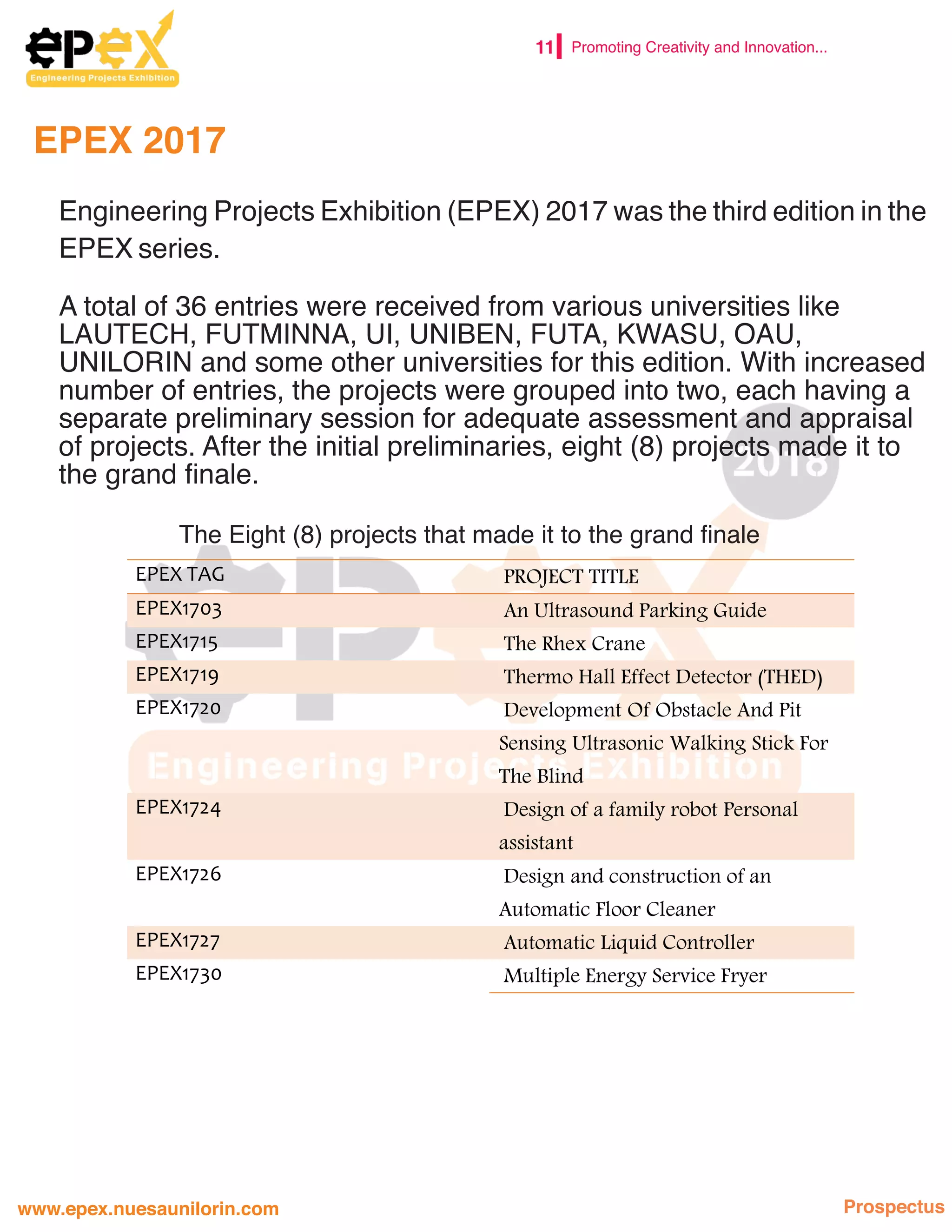 ENGINEERING PROJECTS EXHIBITION 2018 PROSPECTUS | PDF