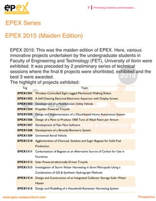 ENGINEERING PROJECTS EXHIBITION 2018 PROSPECTUS | PDF