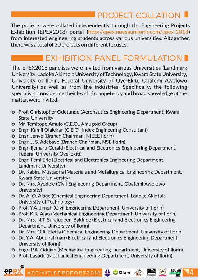 ENGINEERING PROJECTS EXHIBITION (EPEX 2018) Report | PDF