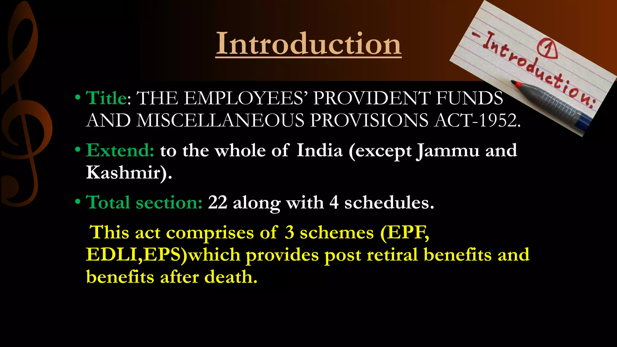 Epf act 1952 | PPTX | Government Support and Welfare | Financial Assistance