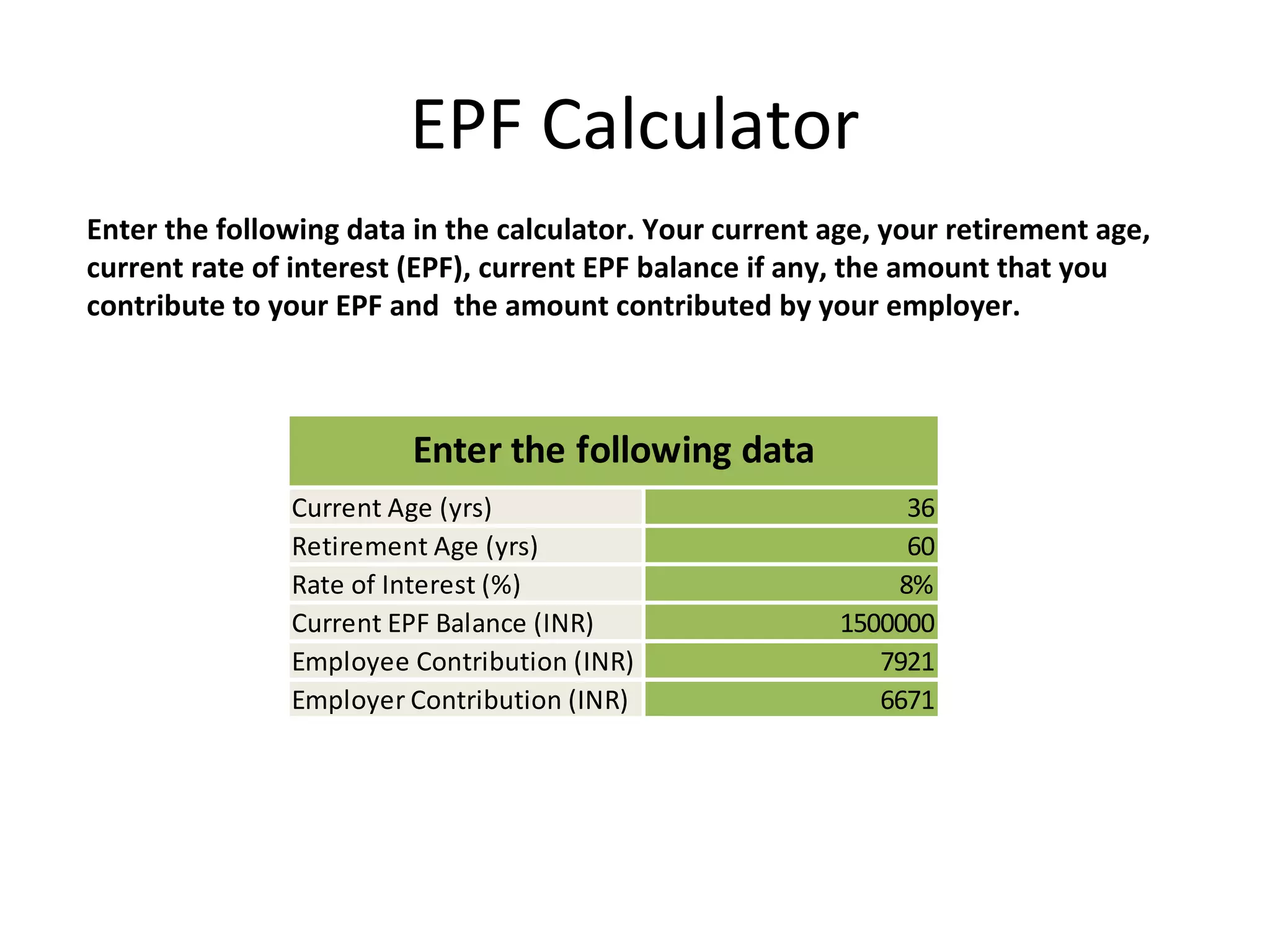 EPF calculator | PPT