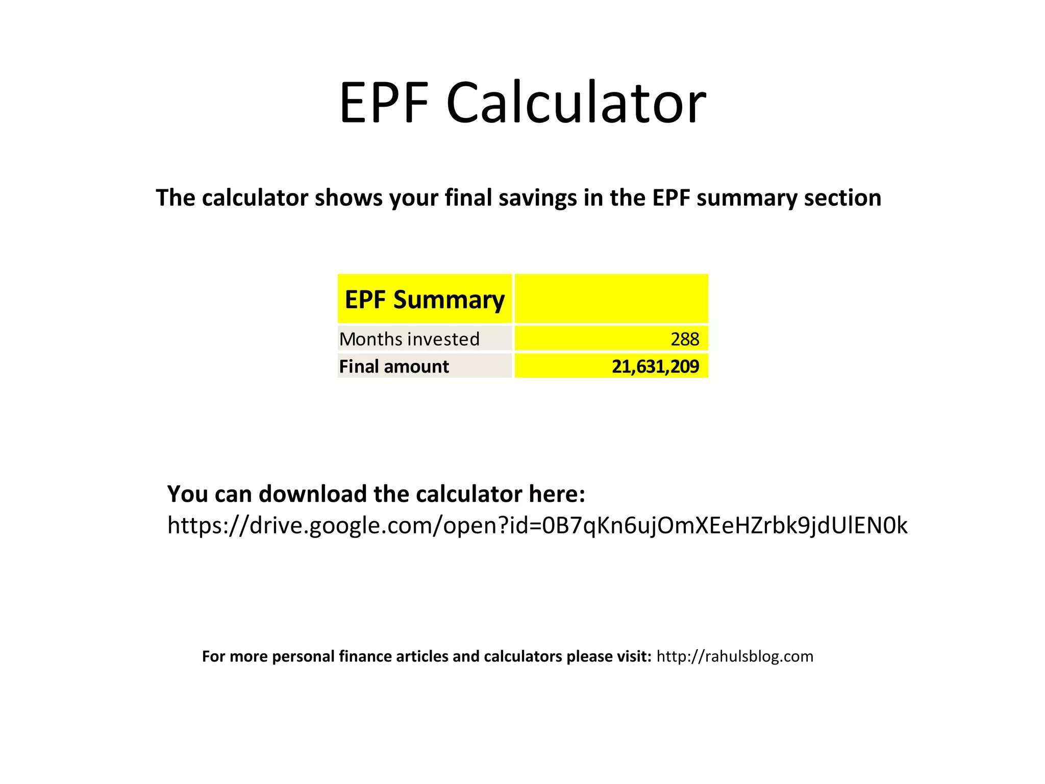 EPF calculator | PPT