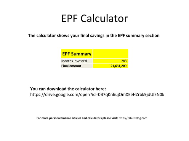 EPF calculator | PPT