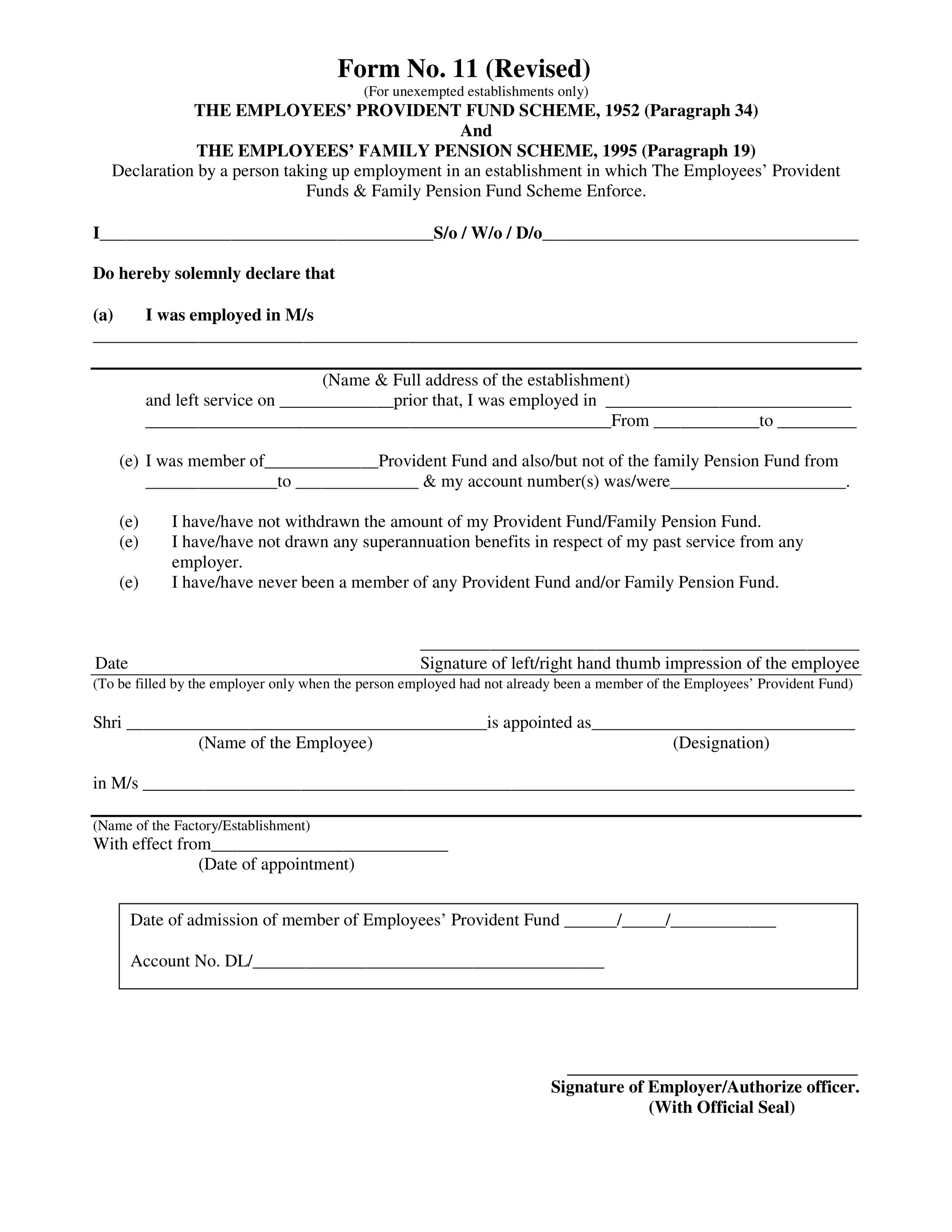 Epf form 11 | PDF | Retirement Planning | Personal Finance