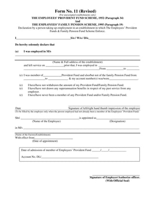 Epf form 11 | PDF | Retirement Planning | Personal Finance