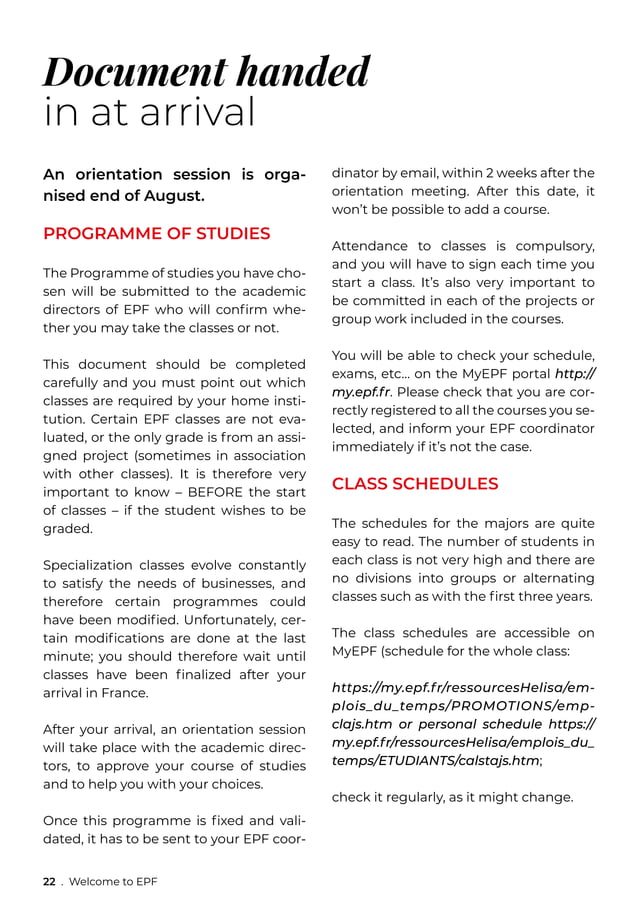 EPF Welcome Guide - EPF France Engineering University | PDF