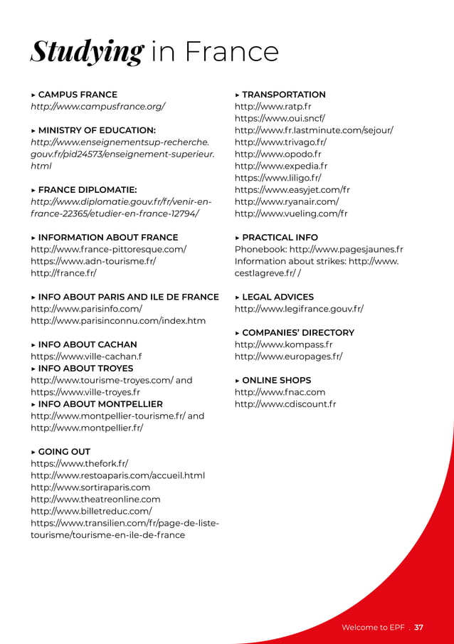 EPF Welcome Guide - EPF France Engineering University | PDF