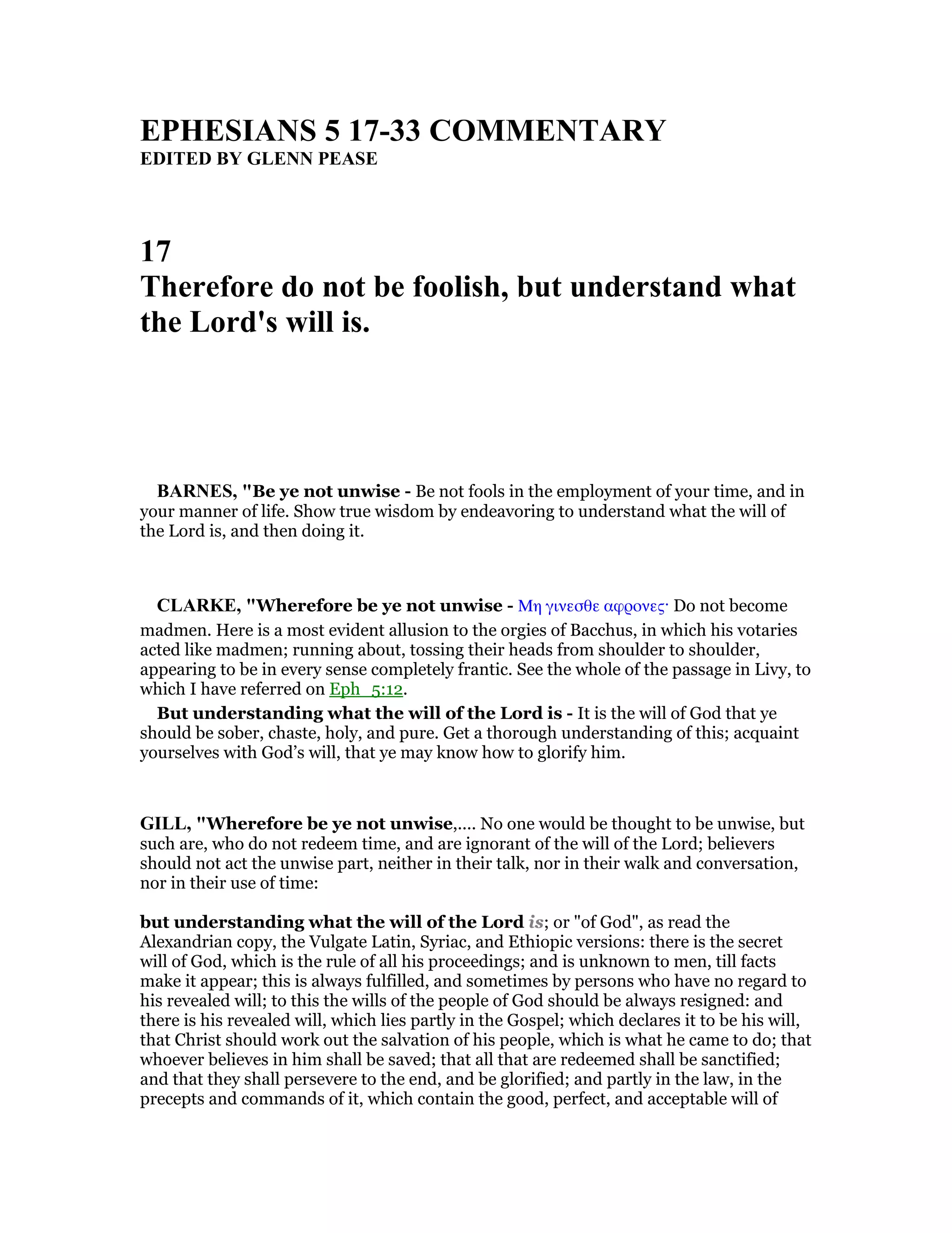 Ephesians 5 17 33 commentary | PDF