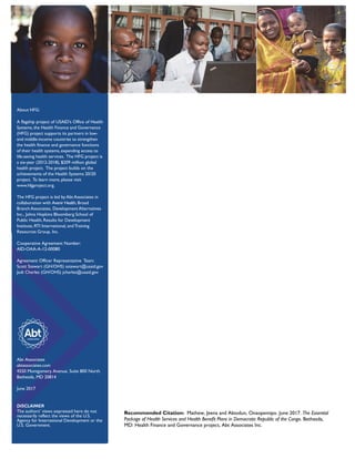 Essential Package of Health Services and Health Benefit Plans Mapping ...