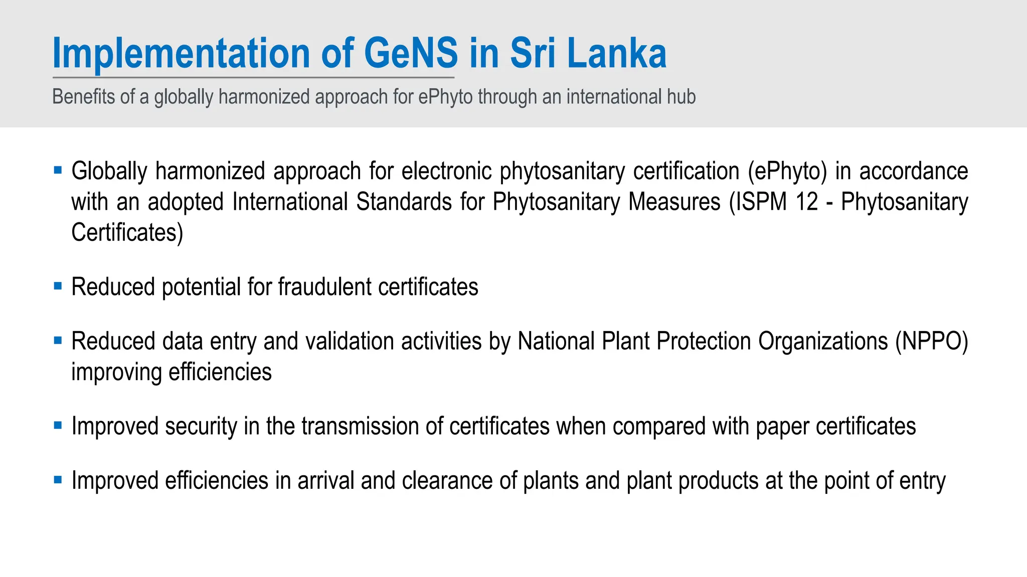 Generic ePhyto National System Piloting in Sri Lanka | PPTX