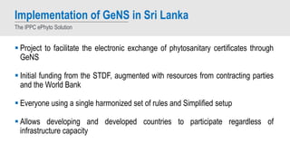 Generic ePhyto National System Piloting in Sri Lanka | PPTX