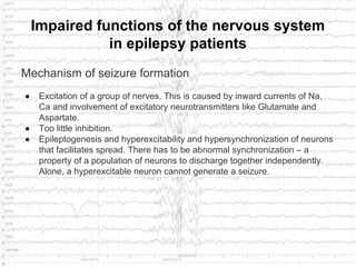 Epilepsy, active and impaired functions of the nervous system | PDF