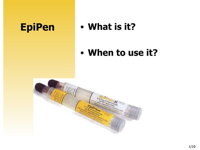 Epi pen presentation | PPT | Allergies | Diseases and Conditions