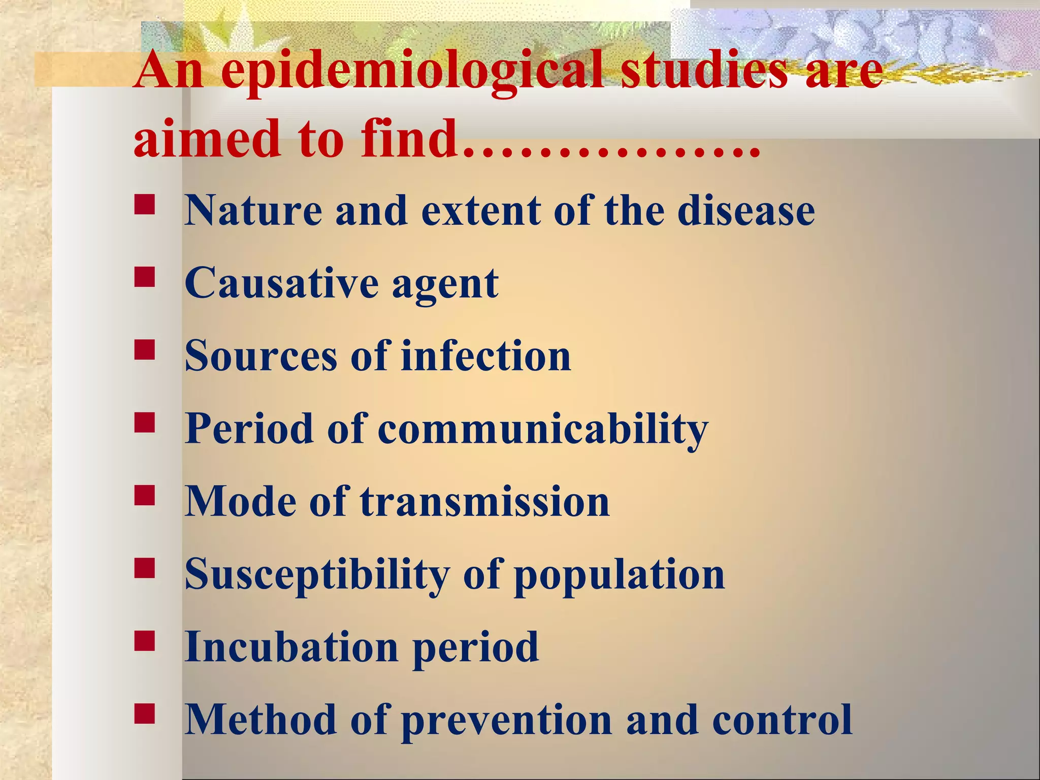 Epidemiological approach | PPT