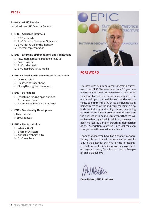 EPIC Activity Report 2013