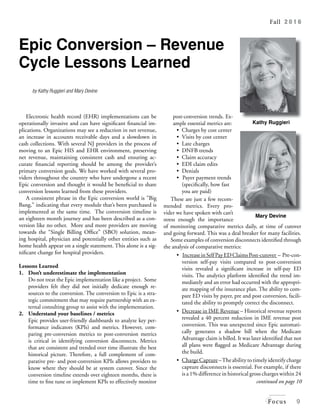 Epic Conversion - Revenue Cycle Lessons Learned | PDF