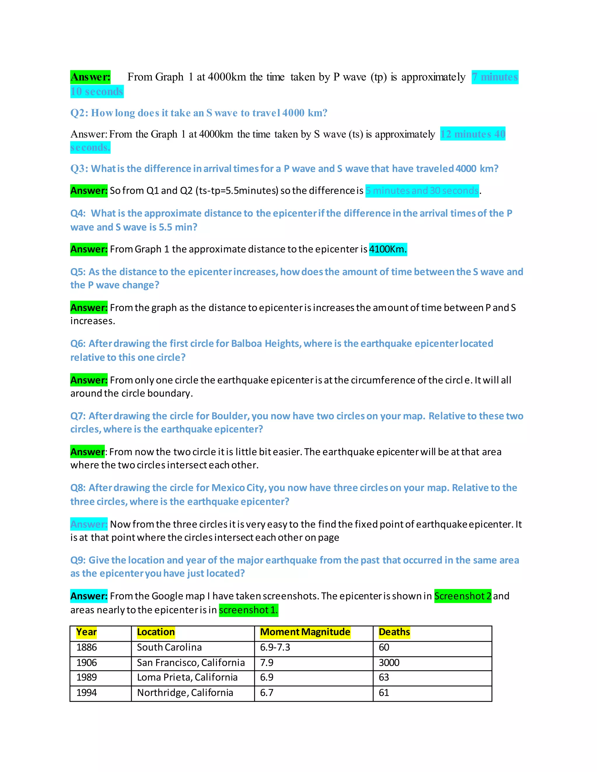 Epicenter finding seismology | DOCX