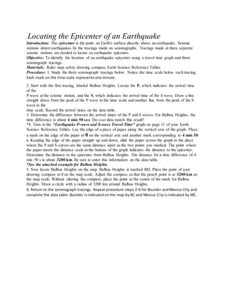 Epicenter finding seismology | DOCX