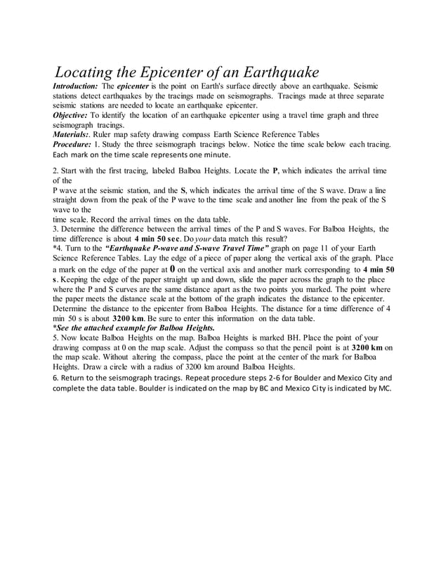 Epicenter finding seismology | DOCX | Geography | Science