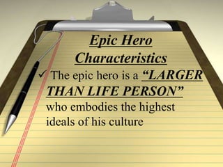 The Epic Poem and The Epic Hero | PPT