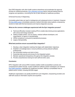 Epic Integration | PDF