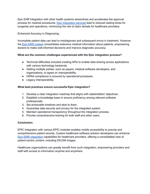 Epic Integration | PDF