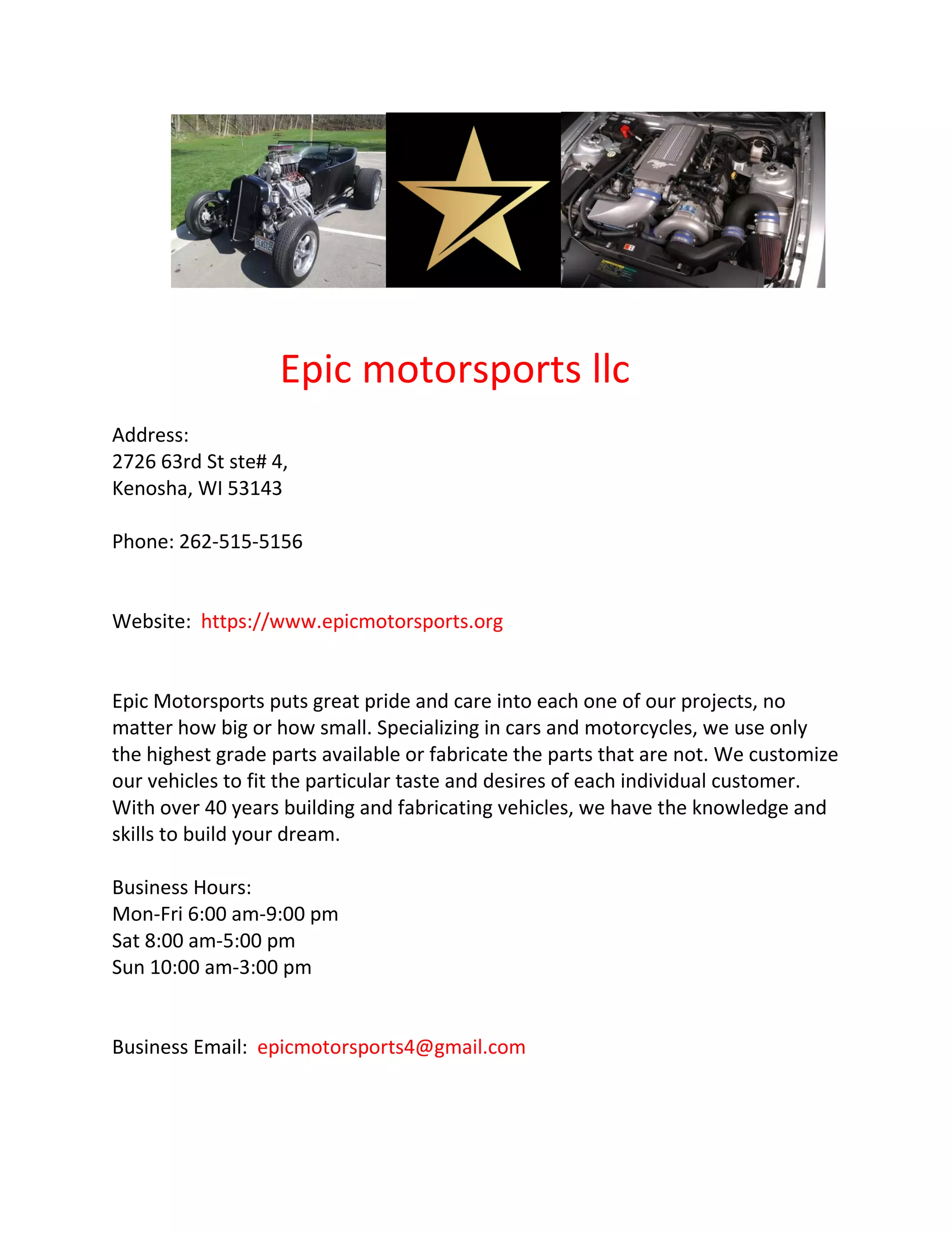 Epic motorsports llc | PDF