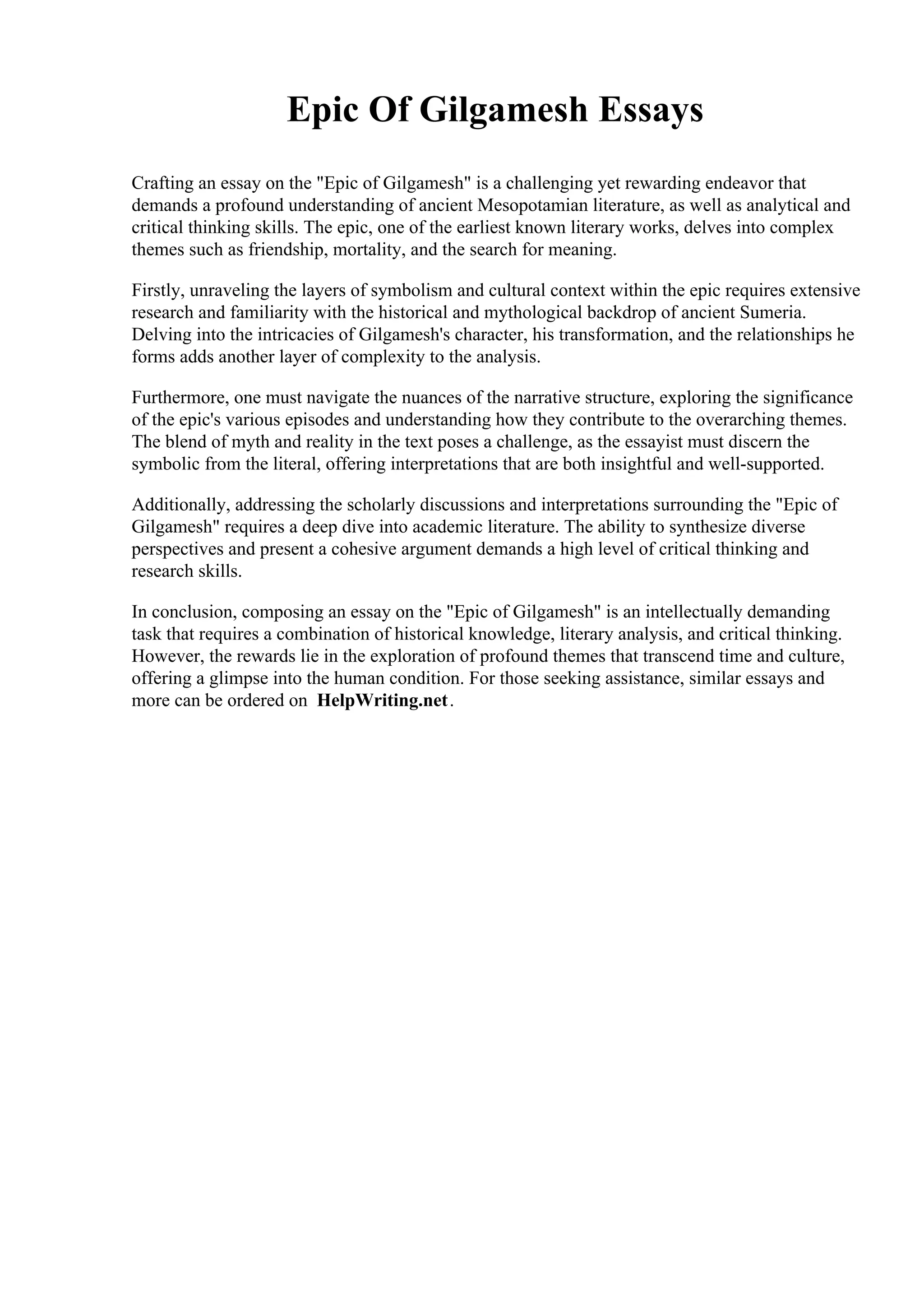 Epic Of Gilgamesh Essays.pdf