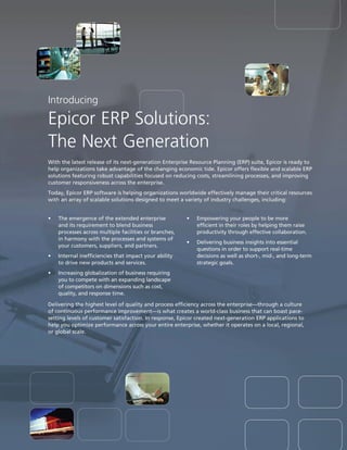 Epicor Enterprise Resource Planning Overview | PDF | Sales | Business