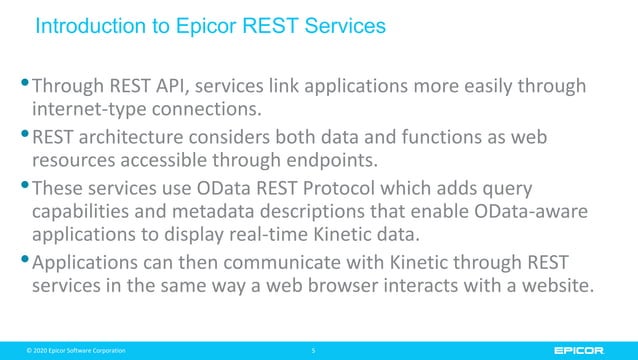 Epicor Kinetic REST API Services Overview.pptx | Operating Systems ...
