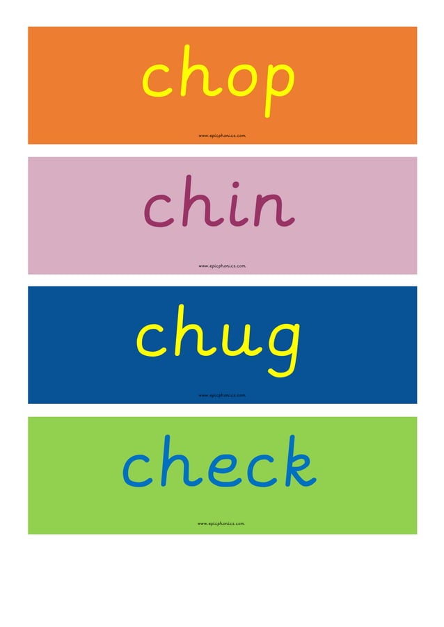 Epic phonics ch word cards cursive | PDF