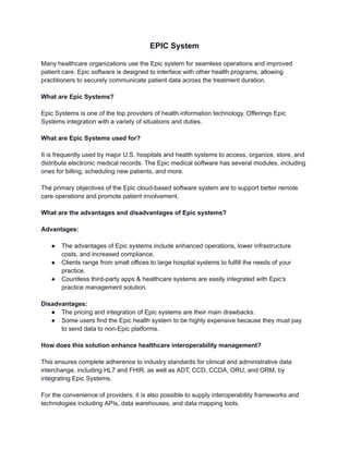 Integrate Epic Systems with different healthcare applications | PDF