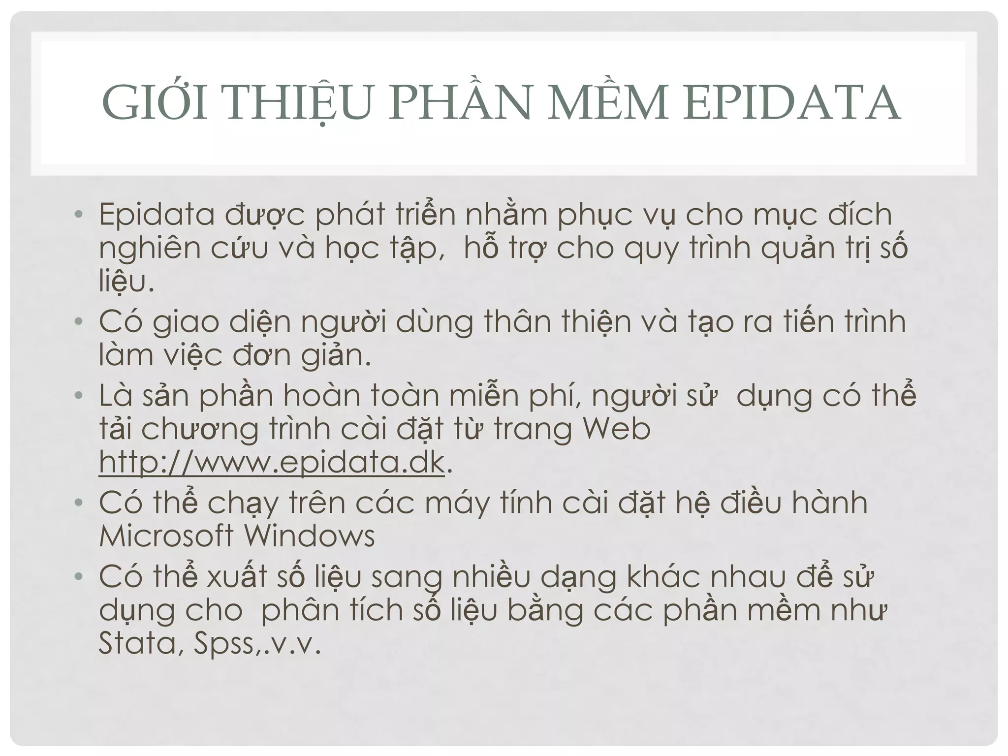 Hướng dẫn nhập số liệu với Epidata | PDF