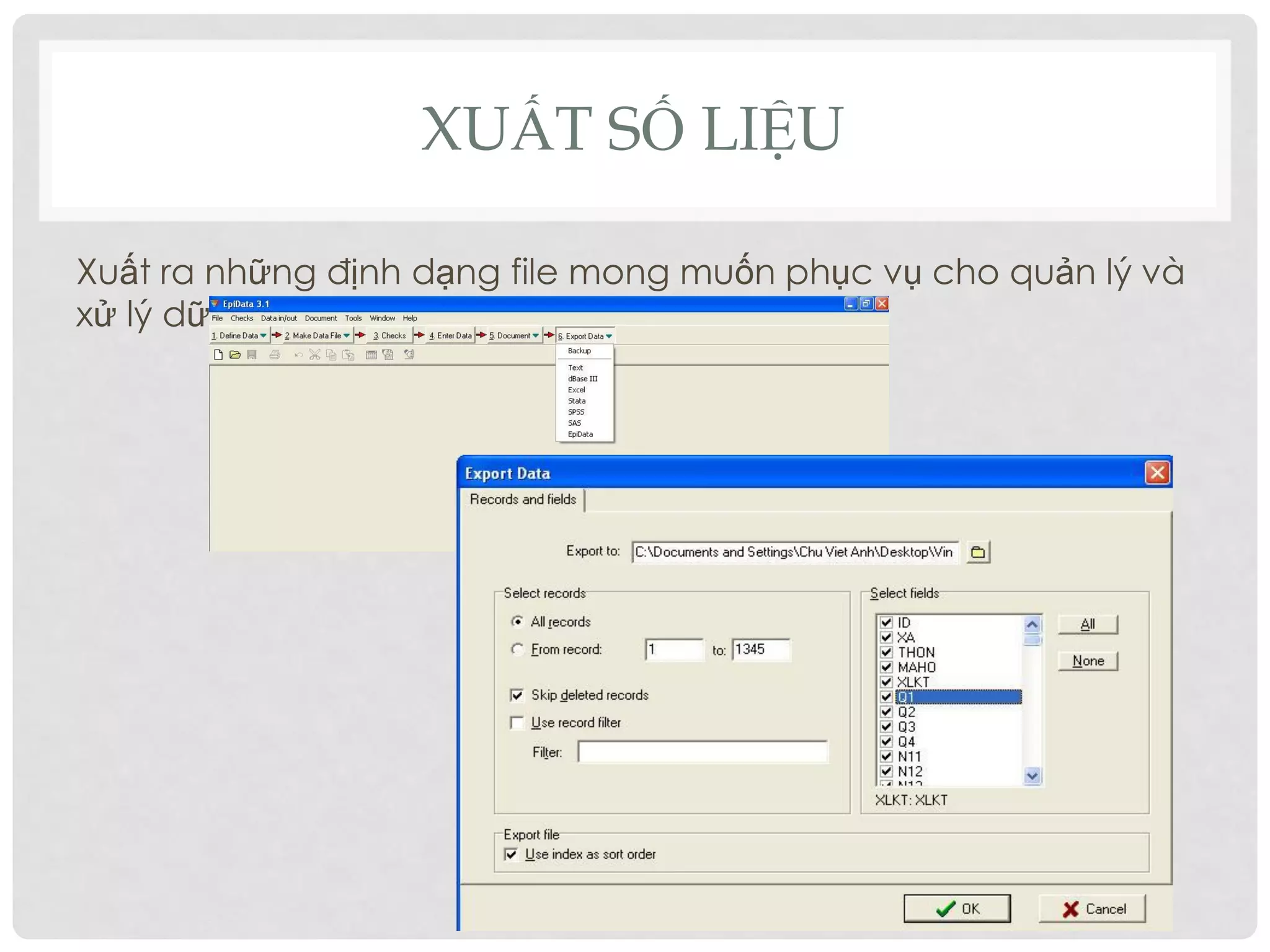 Hướng dẫn nhập số liệu với Epidata | PDF