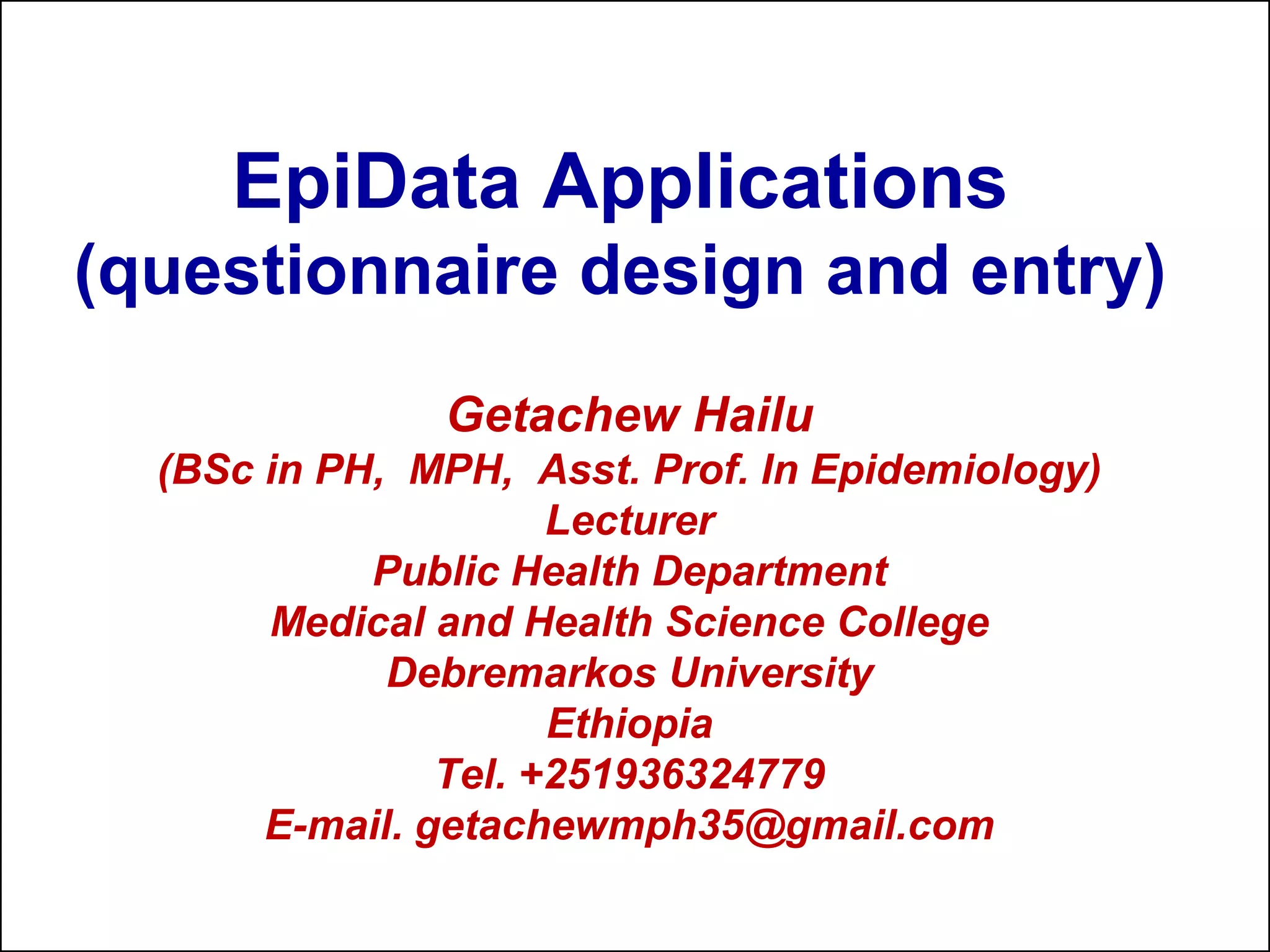 Epidata lecture note | PDF | Computing | Technology & Computing